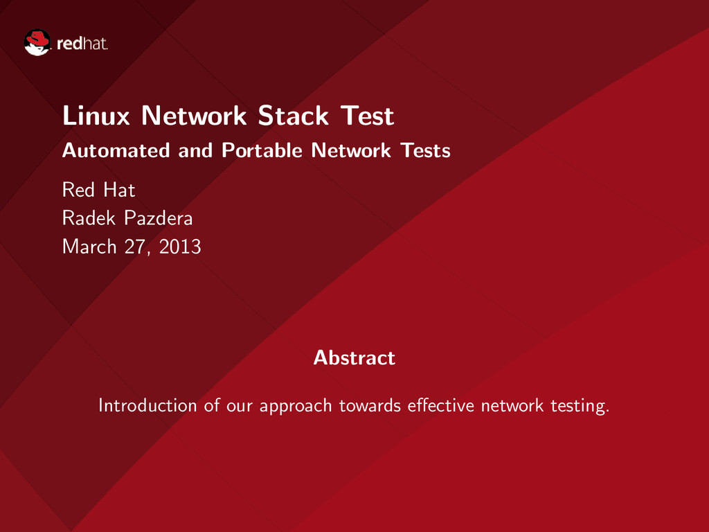 LNST - Automated and Portable Network Tests - Speaker Deck