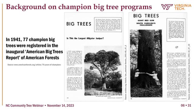 Documentation and Conservation of Champion Big Trees in Urban Forests ...