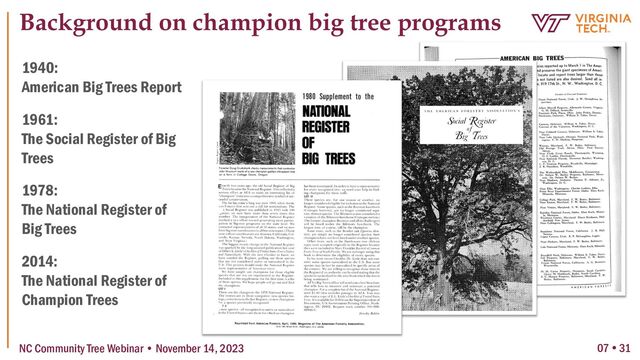 Documentation and Conservation of Champion Big Trees in Urban Forests ...