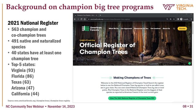 Documentation and Conservation of Champion Big Trees in Urban Forests ...