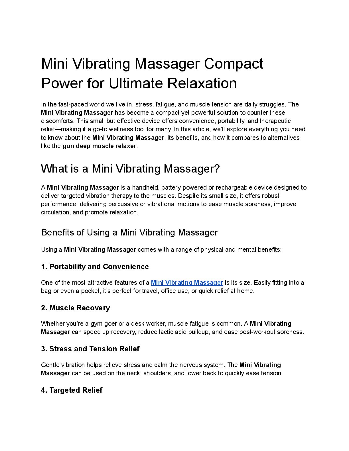 Mini Vibrating Massager Compact Power for Ultimate Relaxation - Speaker ...