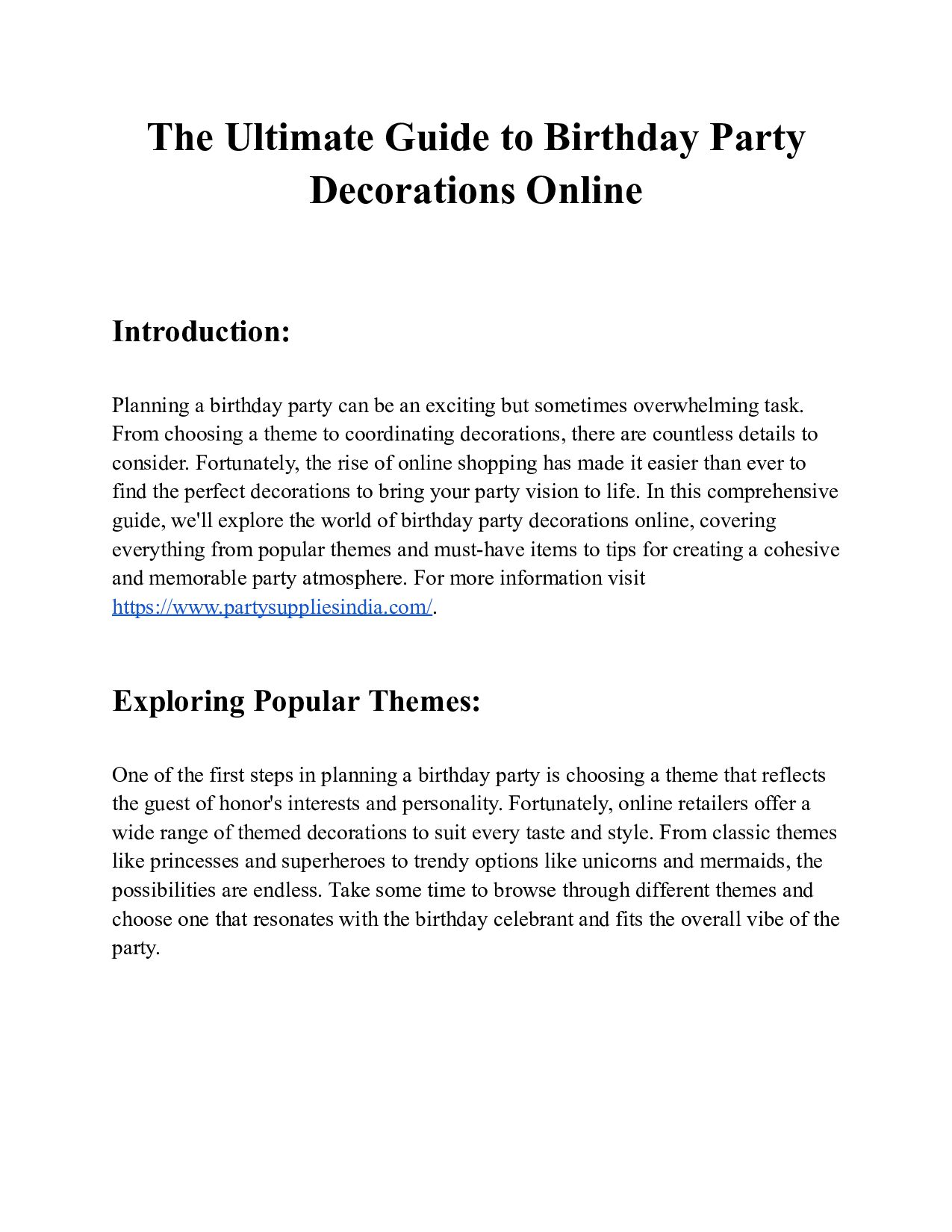 Birthday Party Decoration Items online - Speaker Deck