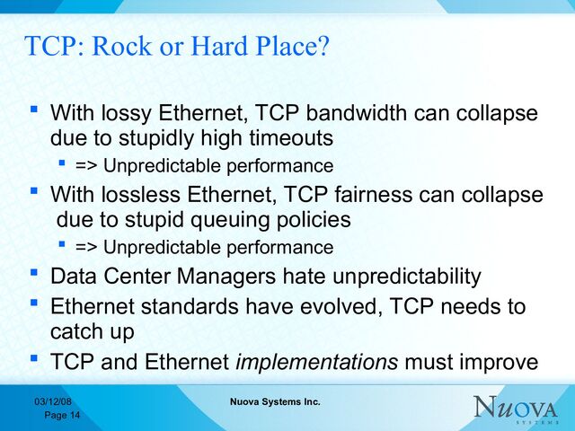 2008 Tcp Issues In The Data Center Speaker Deck