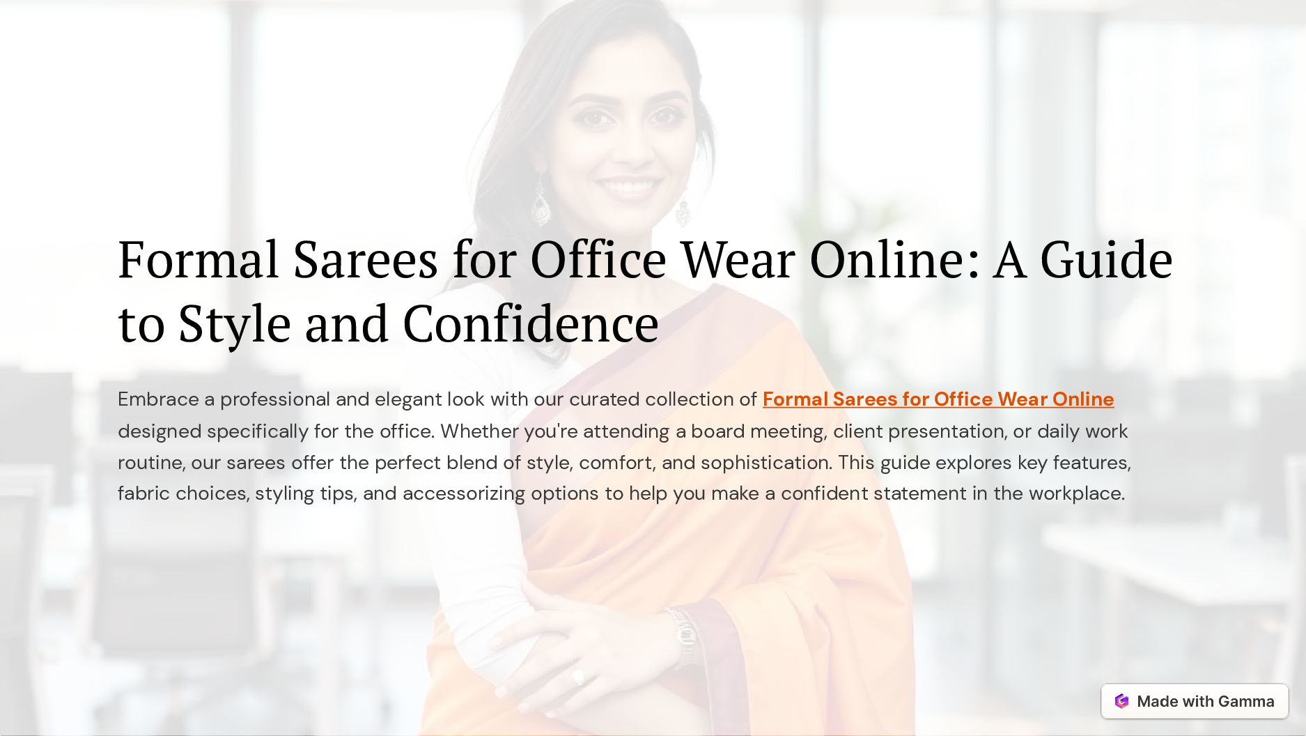 Stylish Formal Sarees for Office Wear | Tittibha - Speaker Deck