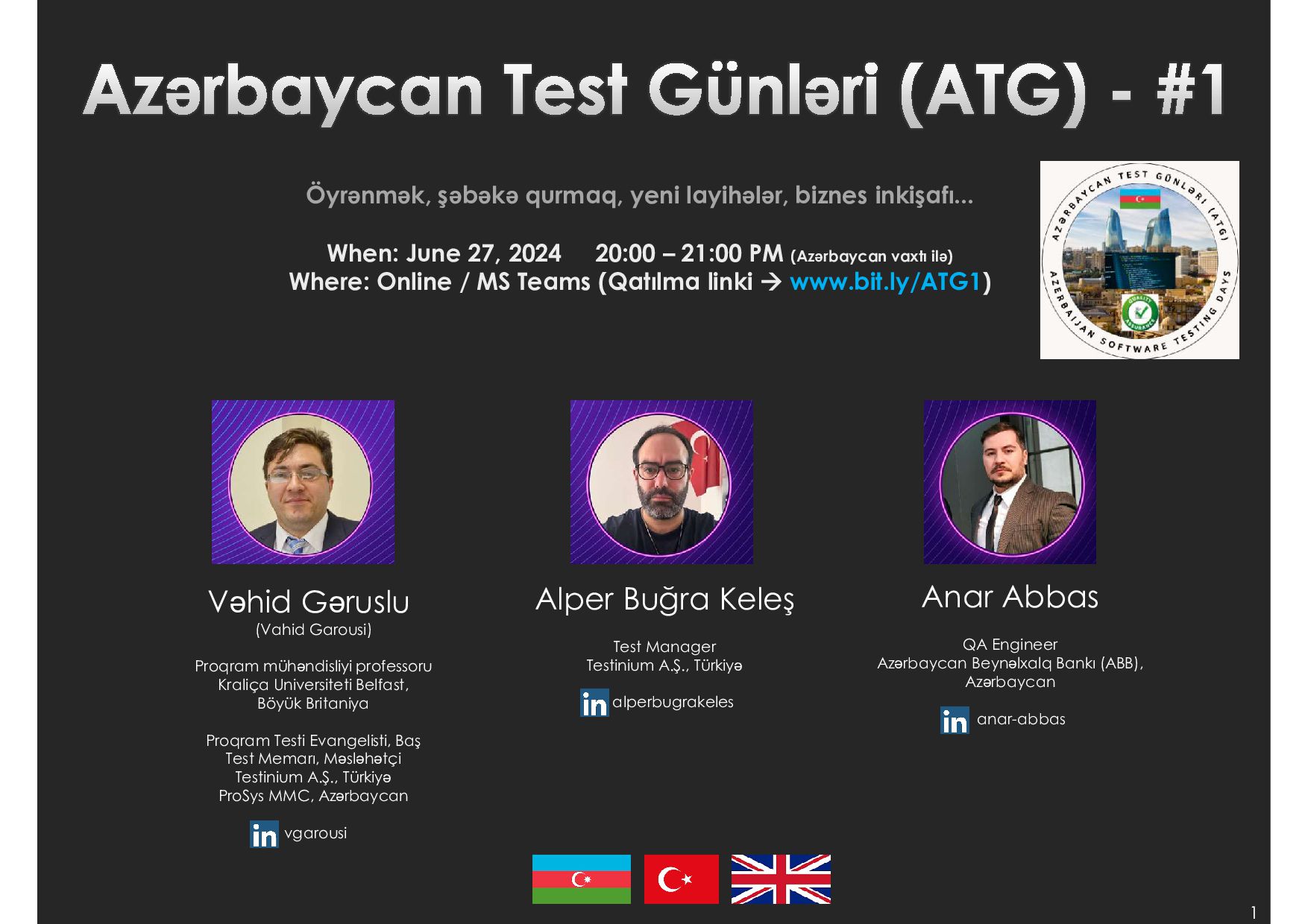 Azərbaycan Test Günləri (ATG) #1-Tanıtma və başlama - Speaker Deck