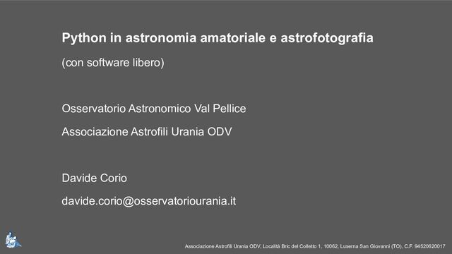 Python in astronomia amatoriale e astrofotografia - Speaker Deck
