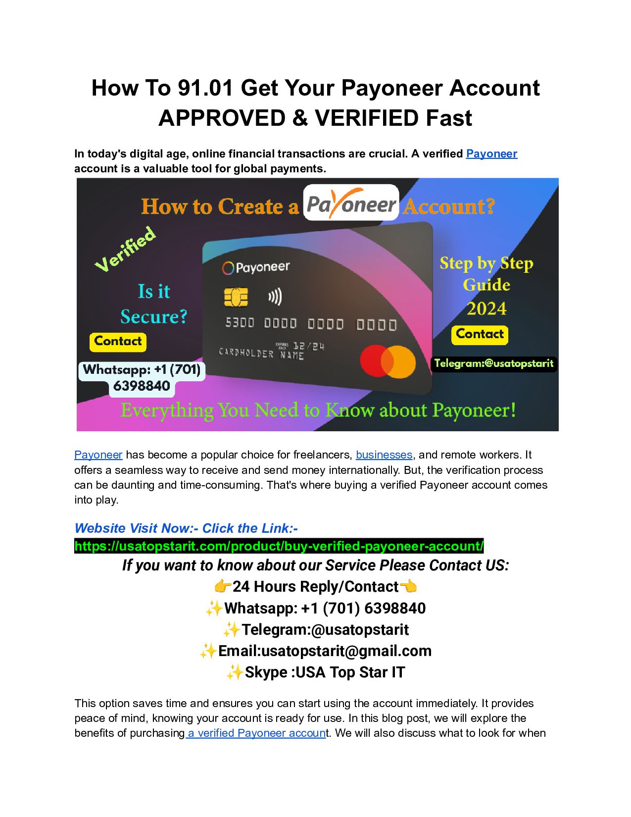 How To 91.01 Get Your Payoneer Account APPROVED & VERIFIED Fast - Speaker Deck