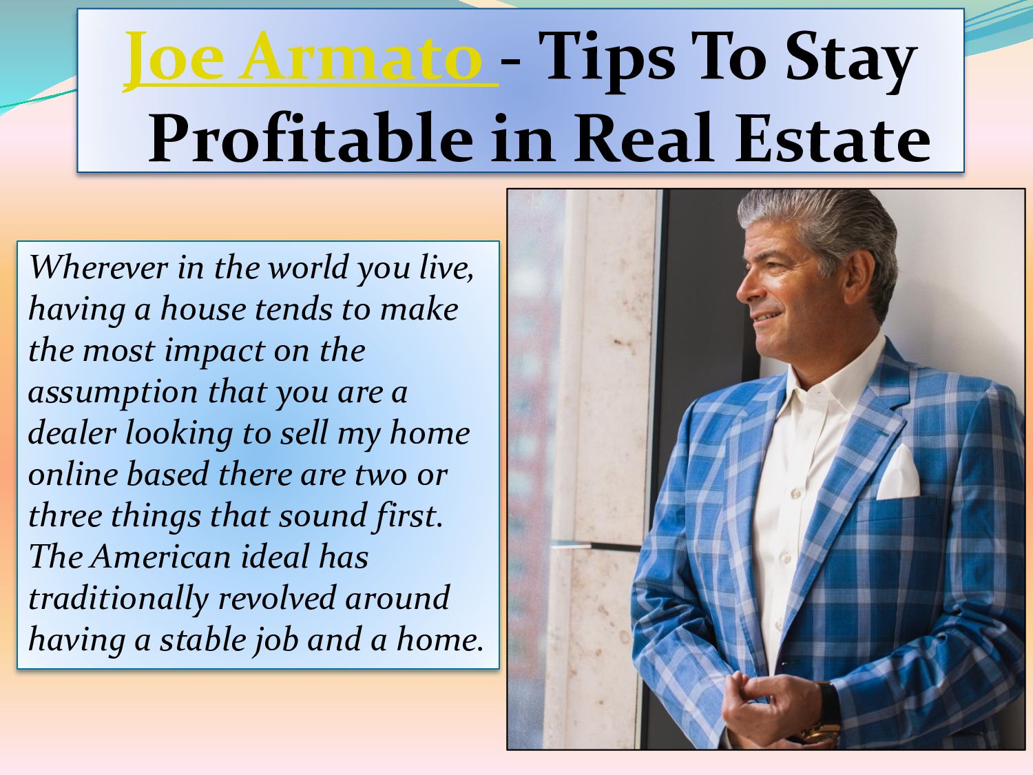 Joseph Armato - Tips To Stay Profitable in Real Estate - Speaker Deck