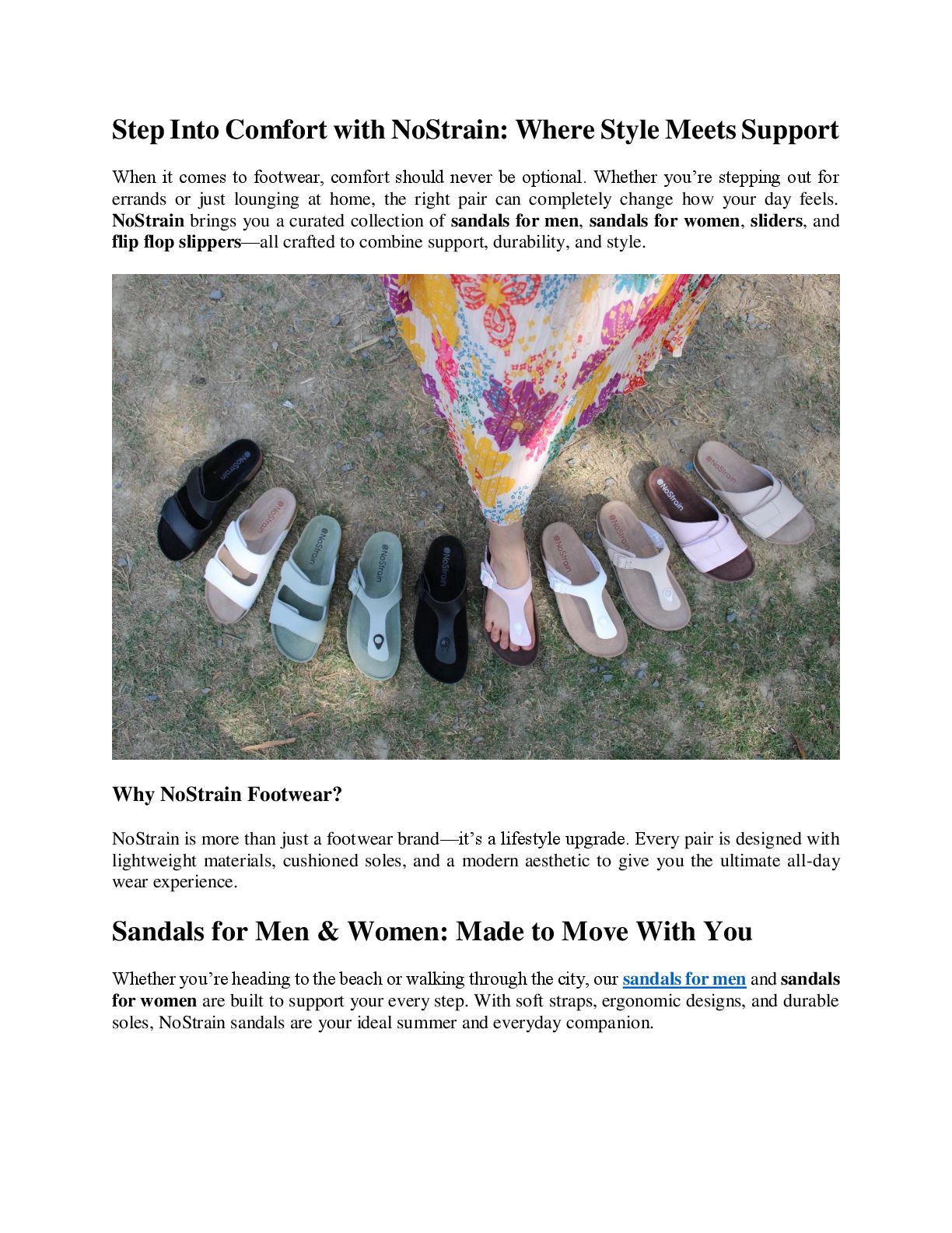 Comfort Meets Style | Sandals, Sliders & Flip Flops from NoStrain - Speaker Deck