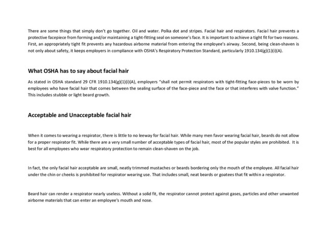 Facial Hair and the OSHA Respiratory Protection Standard - Speaker Deck