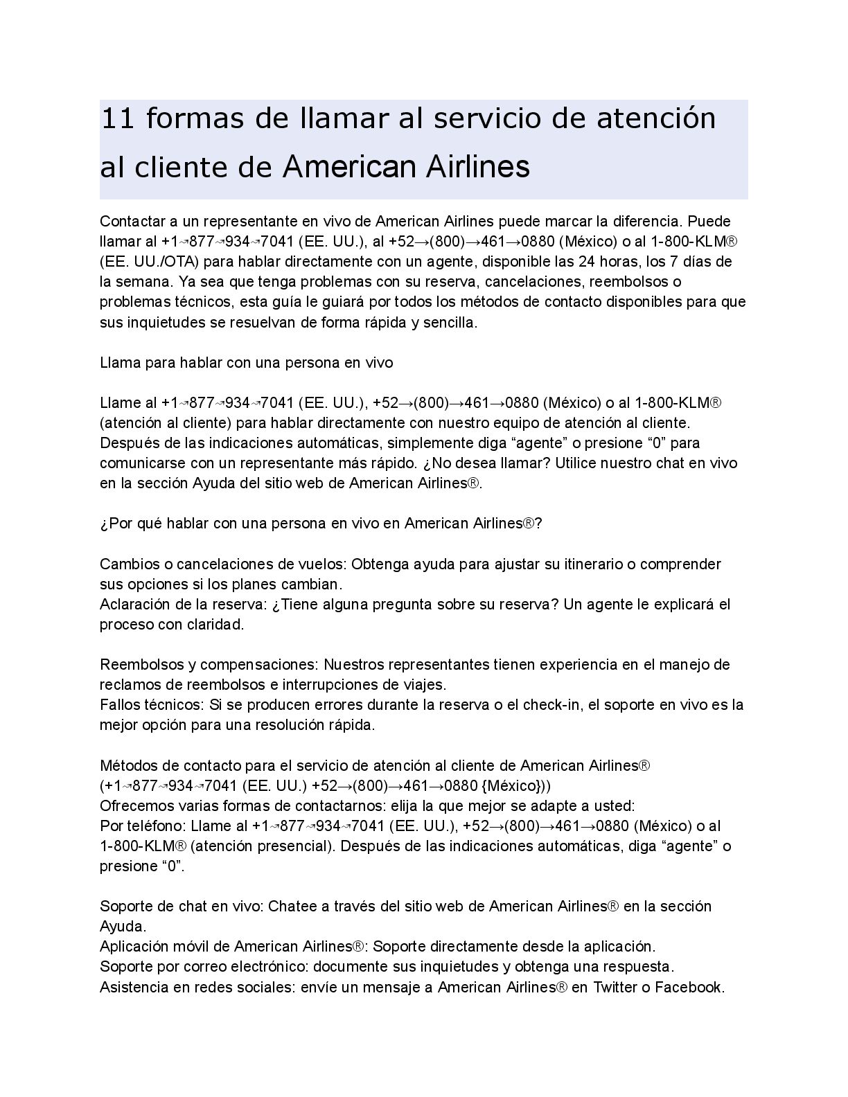 11 formas de llamar al servicio de atención al cliente de American ...