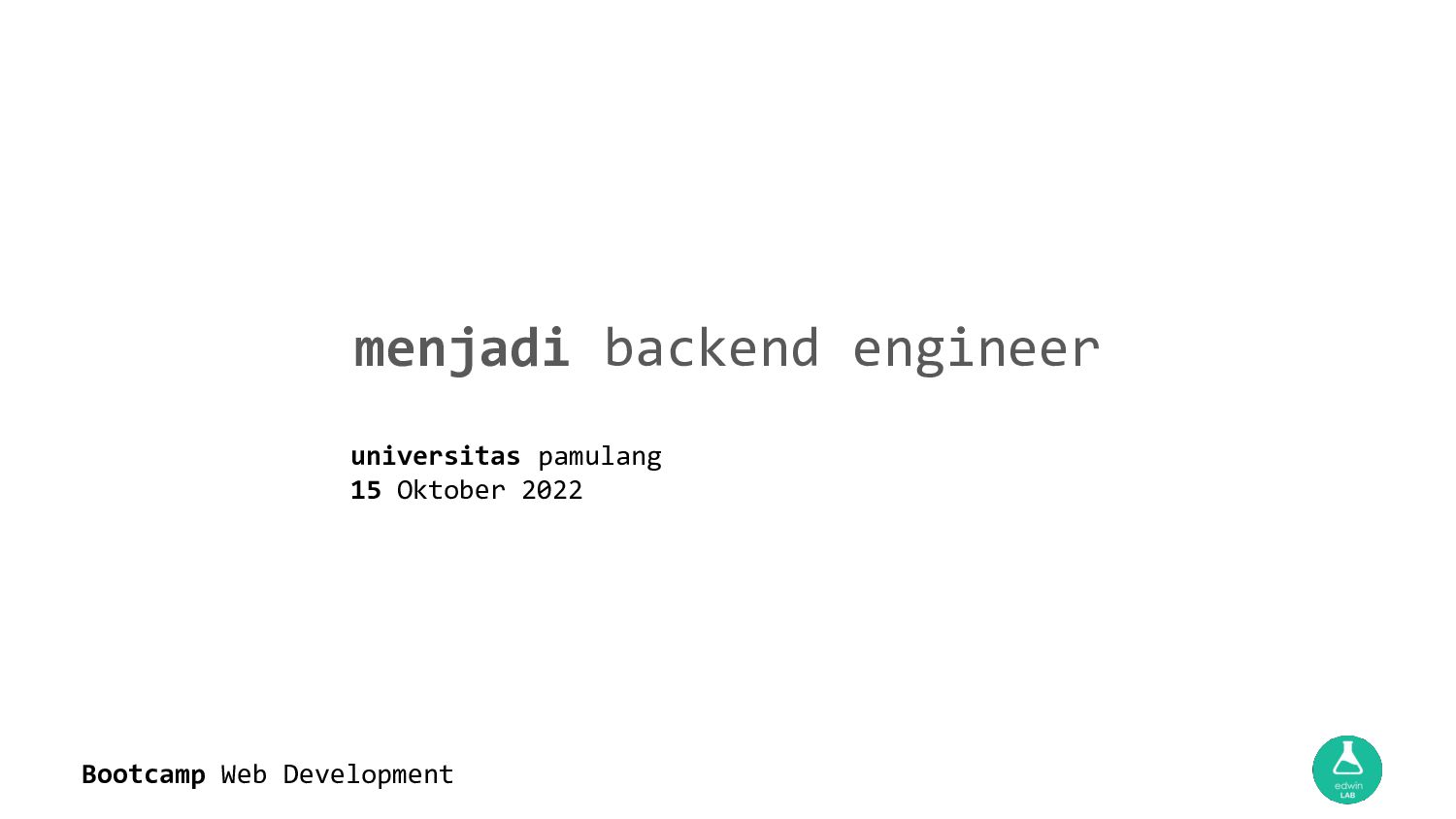 menjadi backend engineer - Speaker Deck