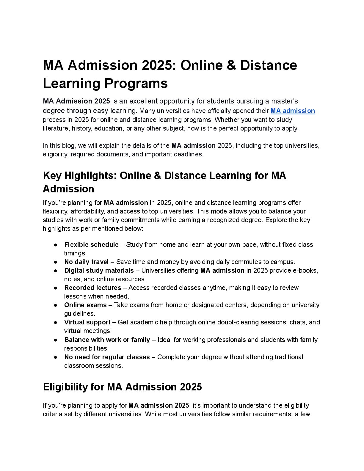MA Admission: Online and Distance Programs - Speaker Deck