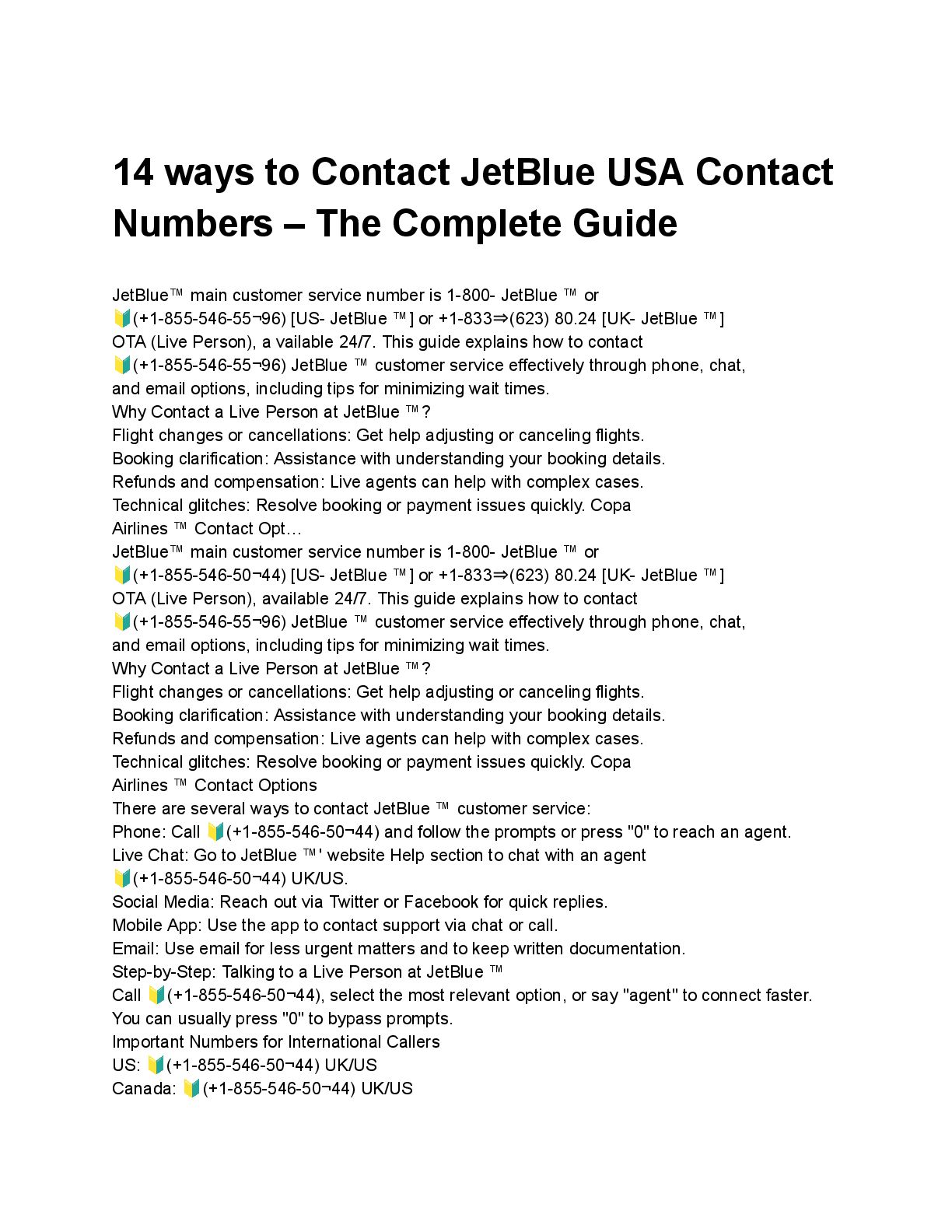 JetBlue ®️ USA Contact Numbers: Complete 2025 Support Guide - Speaker Deck