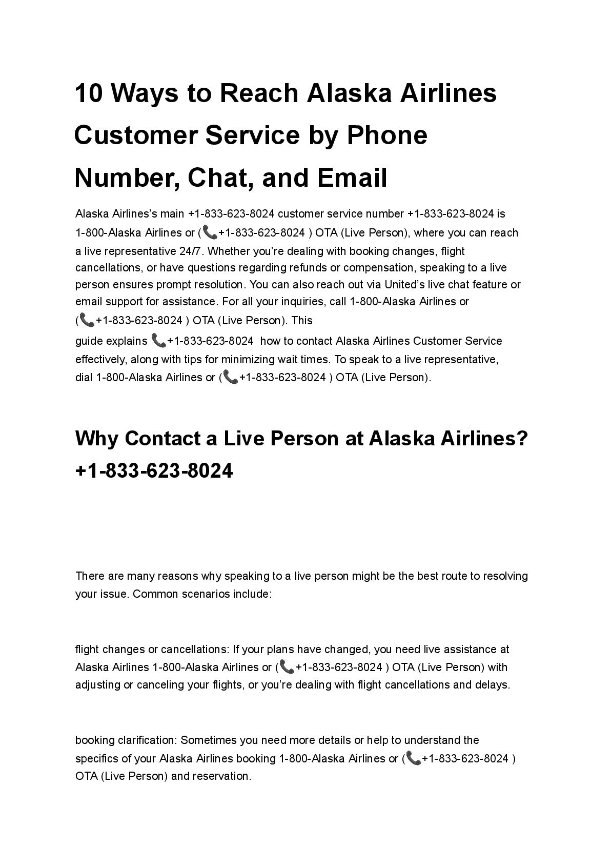 Alaska Airlines Customer®️ USA Contact Numbers: Complete 2025 Support ...