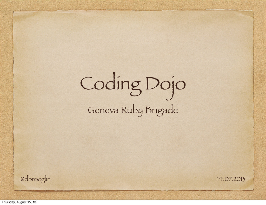 Coding Dojo 2: Potter Kata at Geneva.rb - Speaker Deck