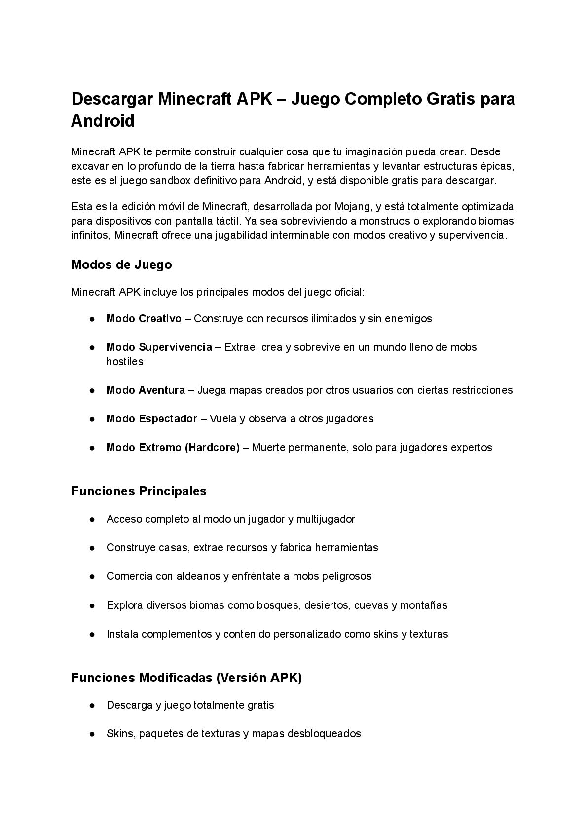 Descargar Minecraft APK – Juego Completo Gratis para Android - Speaker Deck