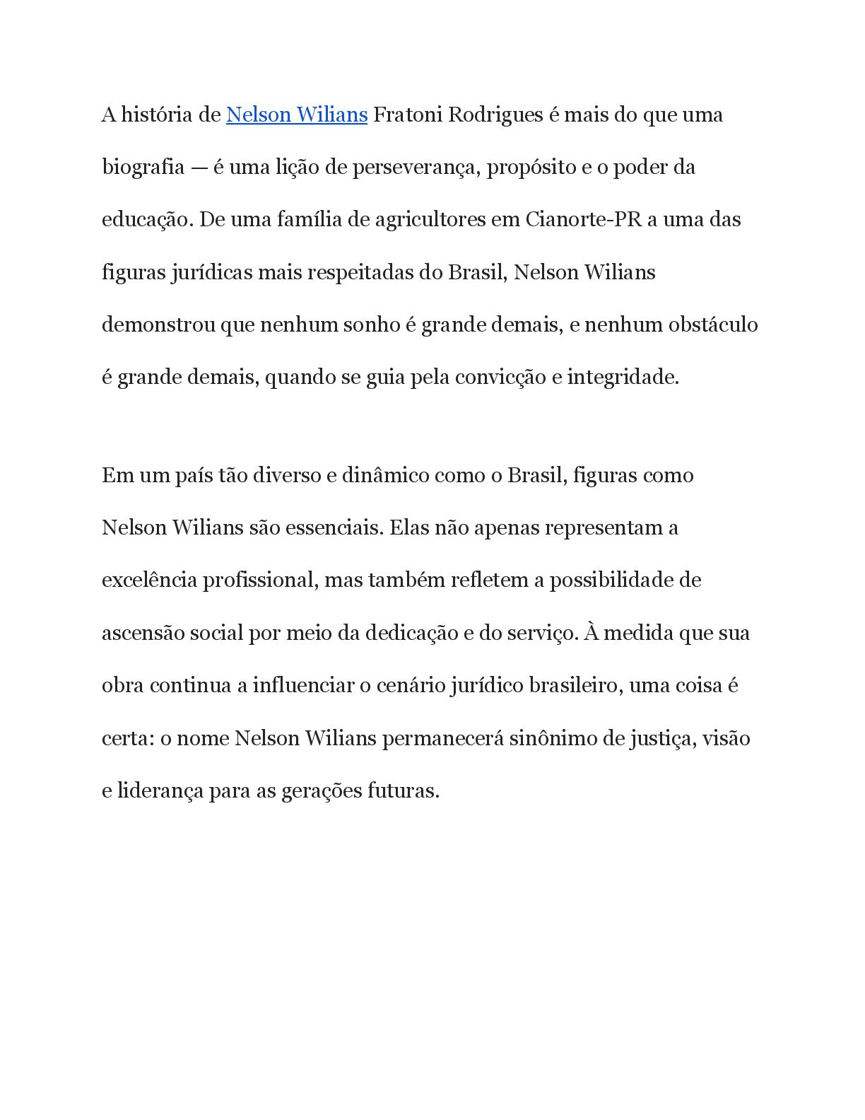 Nelson Wilians: De origens humildes à eminência jurídica no Brasil ...
