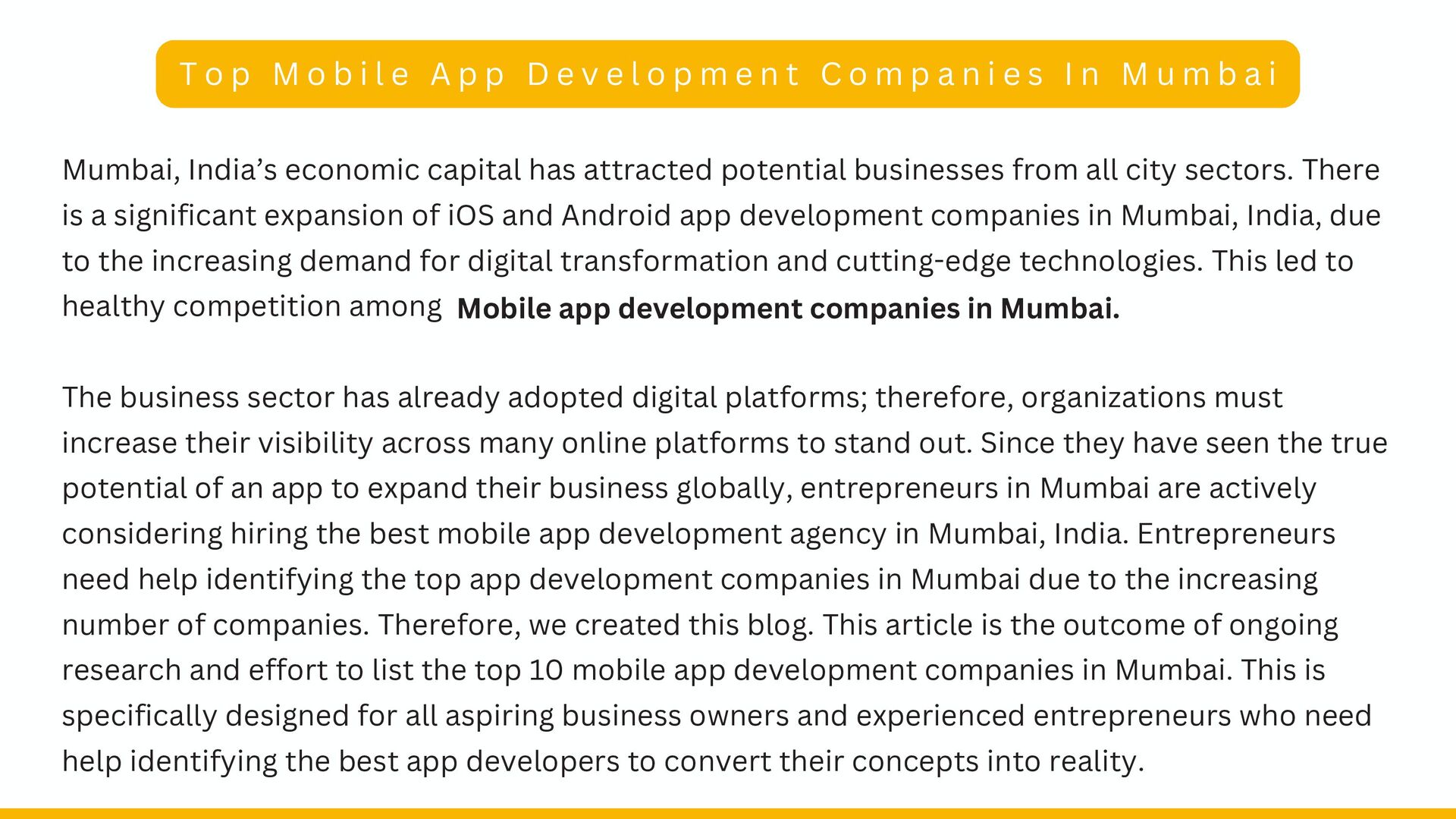Best Mobile app development companies in Mumbai - Speaker Deck