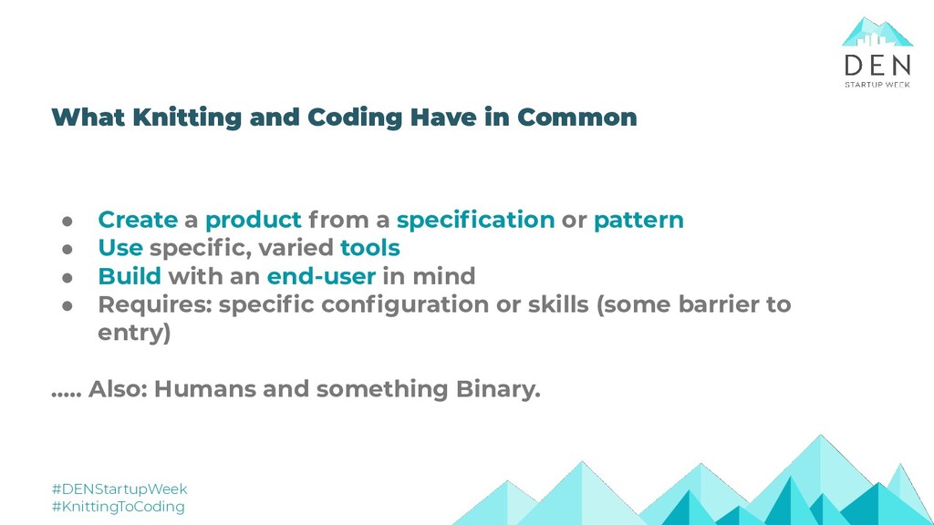A Binary Transformation from Knitting to Coding - Speaker Deck