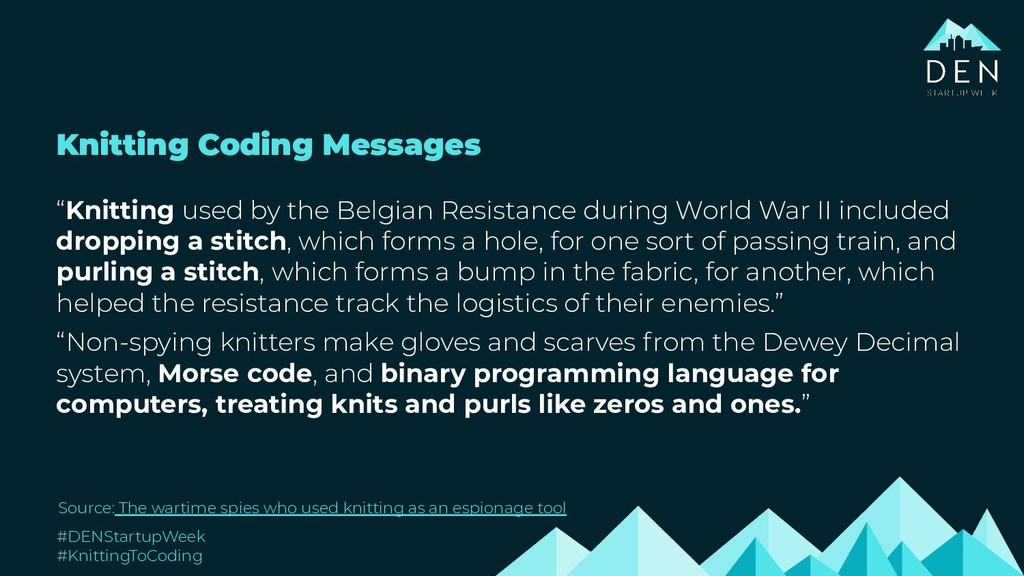 A Binary Transformation from Knitting to Coding - Speaker Deck