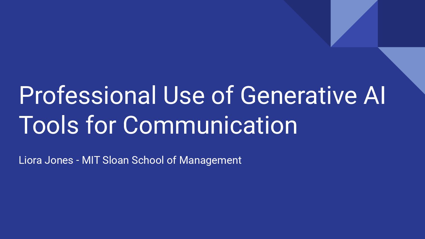 Professional Use of Generative AI Tools for Communication - Speaker Deck