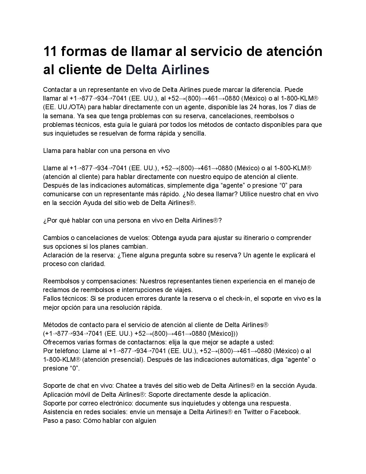 11 formas de llamar al servicio de atención al cliente de Delta ...