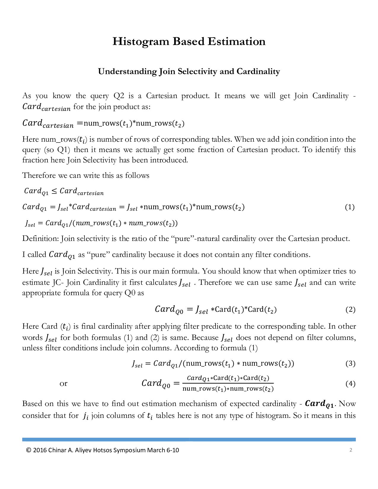Join Size Estimation Methods - Speaker Deck