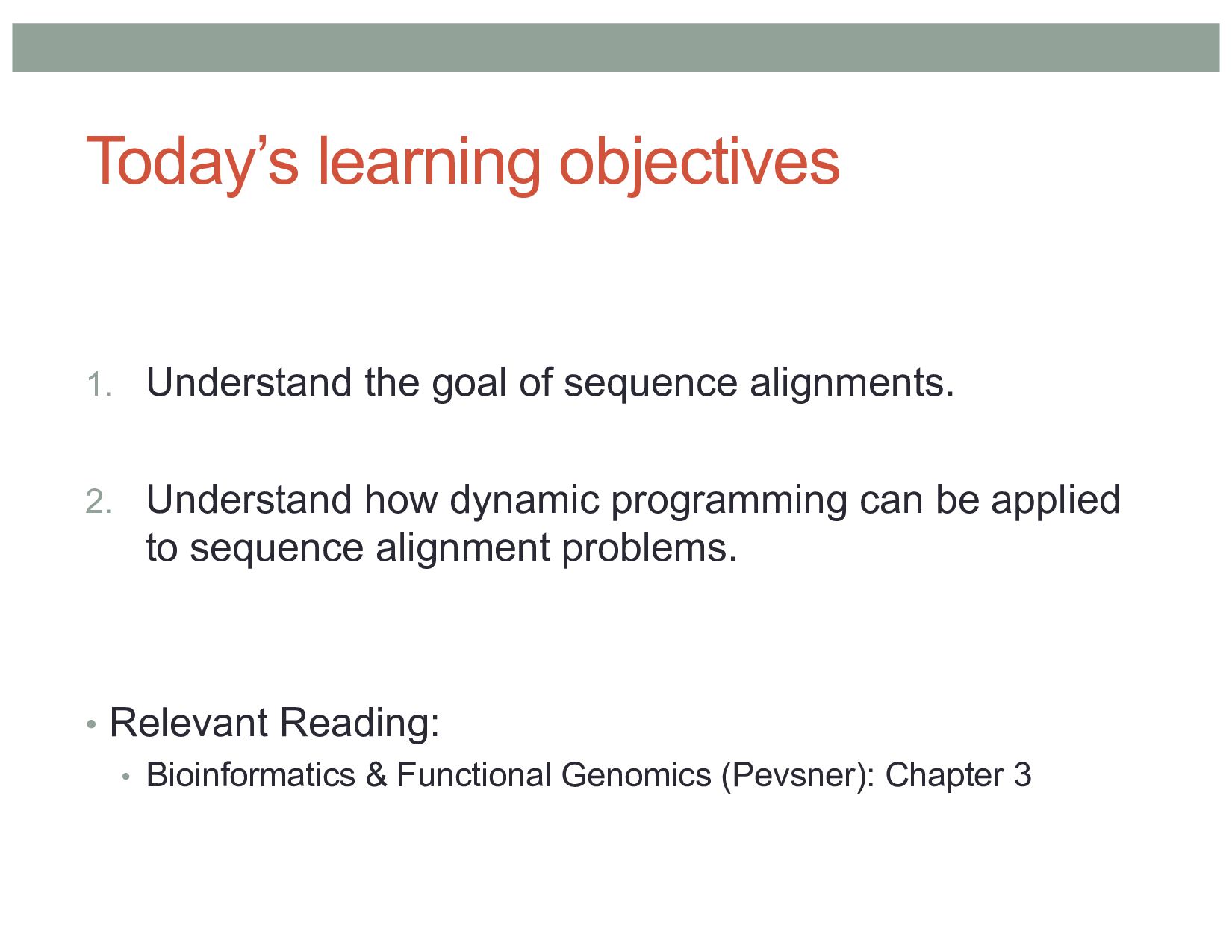 Lecture 10: Sequence alignment 1 - Speaker Deck