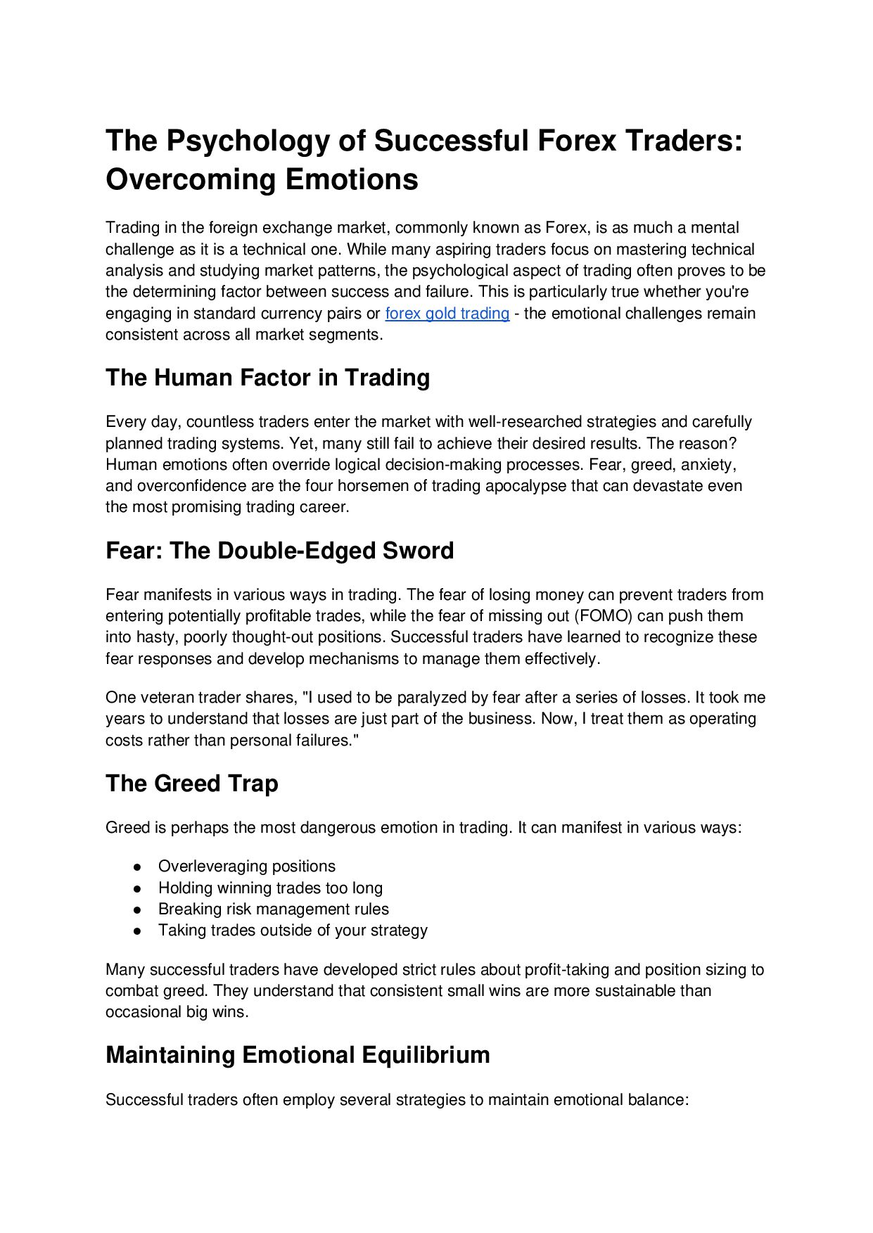 The Psychology of Successful Forex Traders: Overcoming Emotions - Speaker Deck