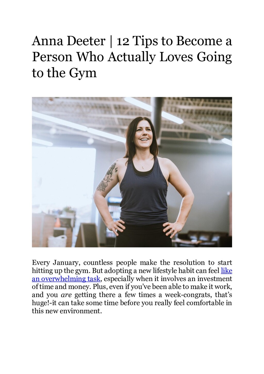 Anna Deeter | 12 Tips to Become a Person Who Actually Loves Going to the Gym - Speaker Deck