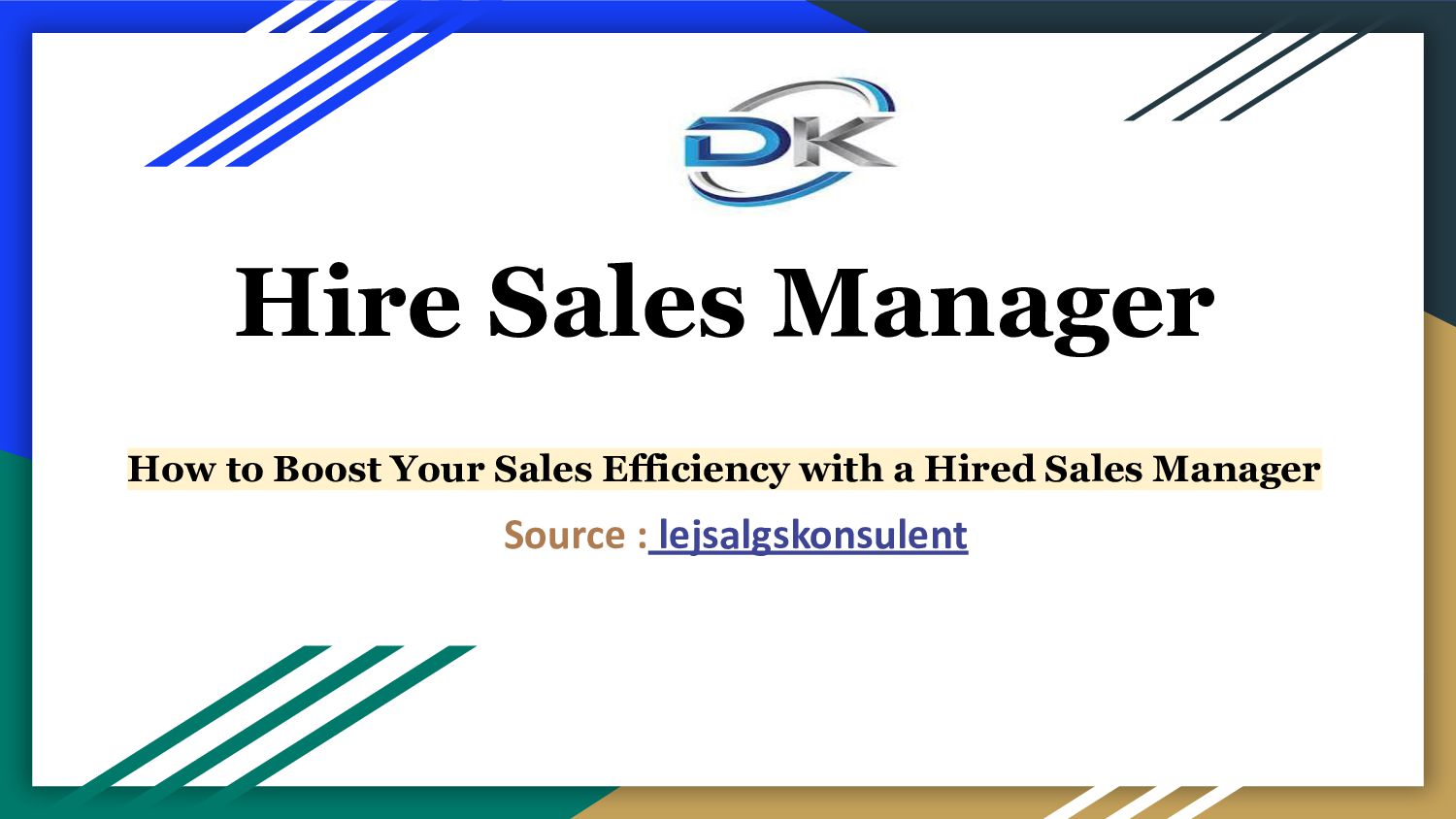 Hire Sales Manager - Speaker Deck