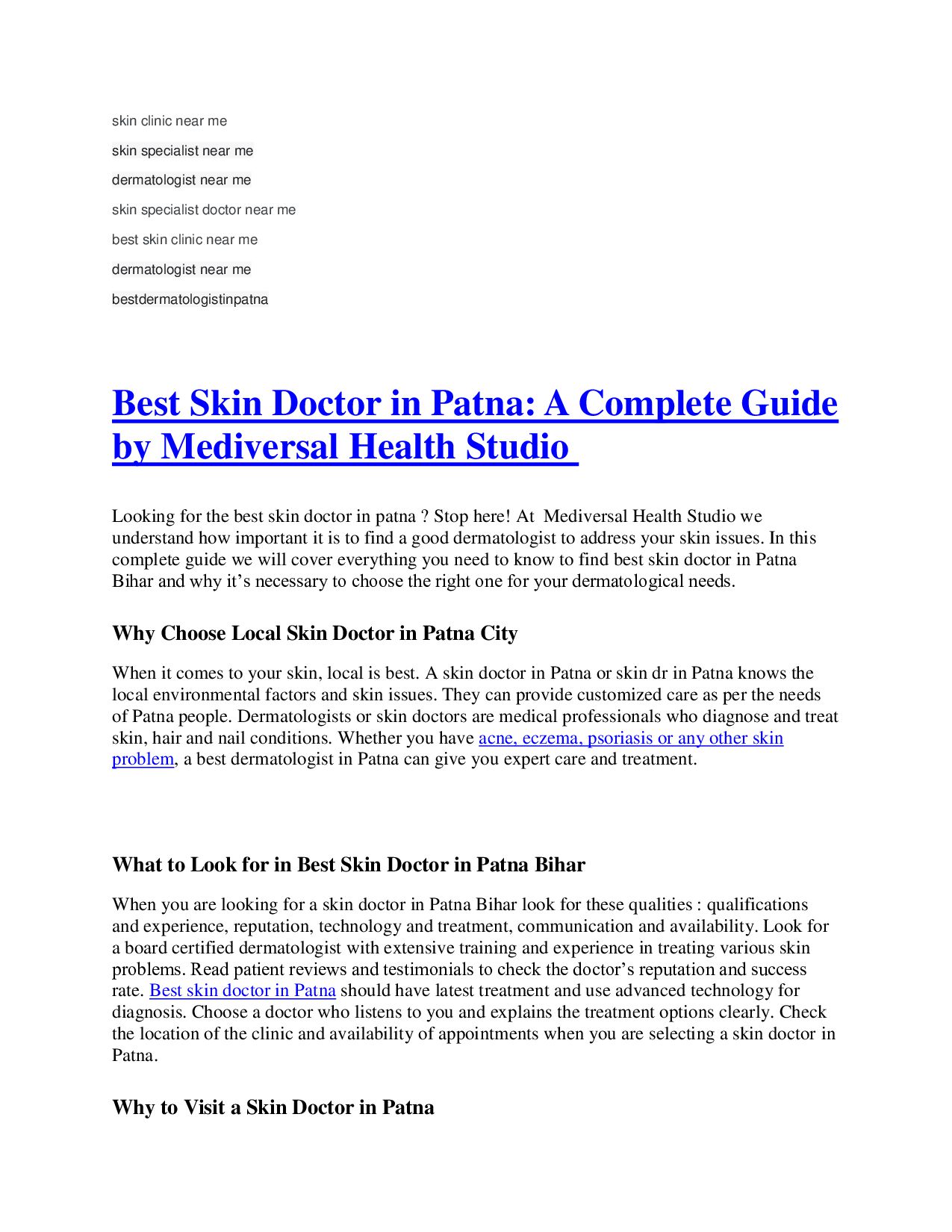 Best Skin Doctor in Patna: A Complete Guide by Mediversal Health Studio ...