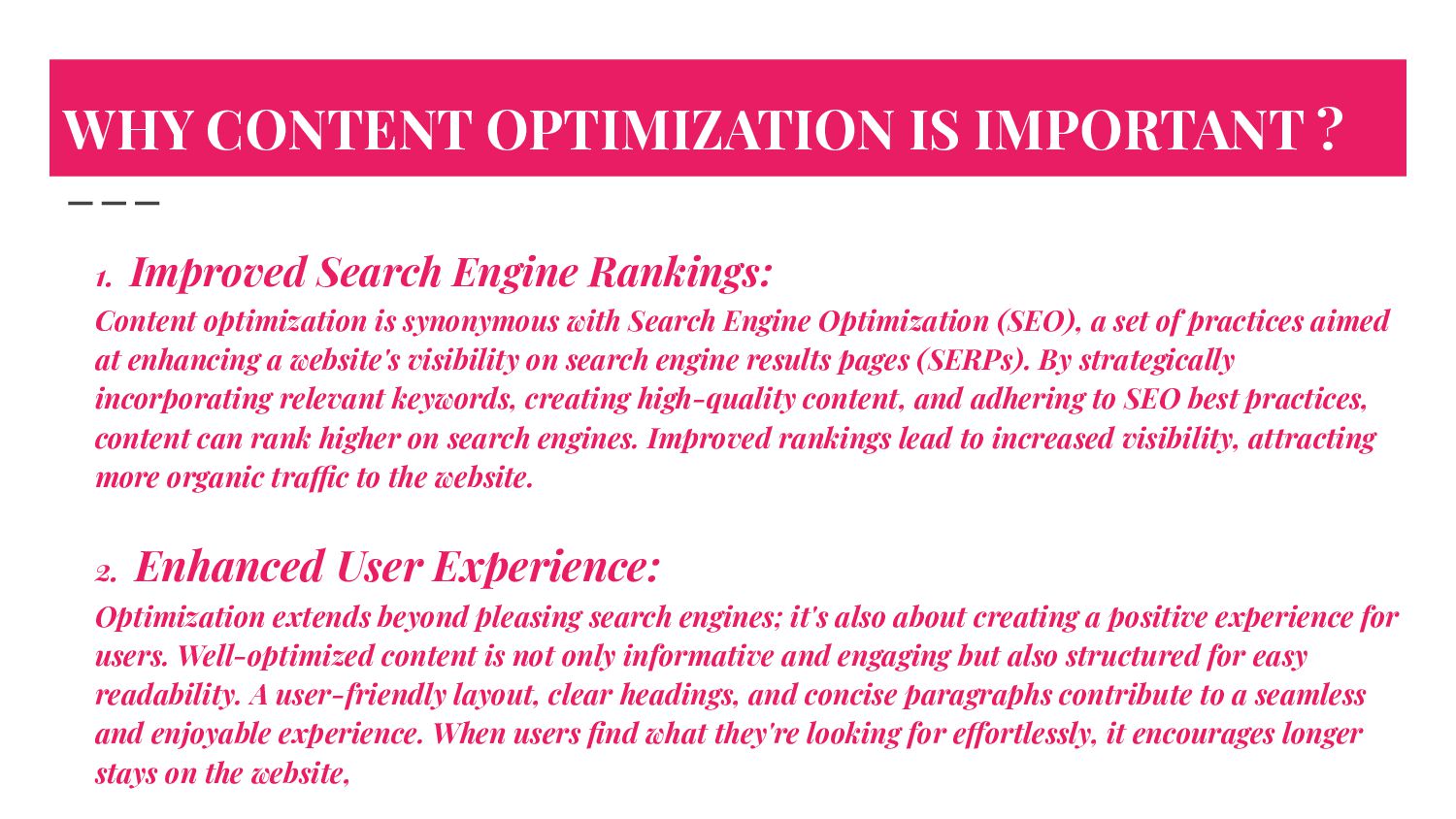 Unleashing the Power of Content Optimization: A Comprehensive Guide - Speaker Deck