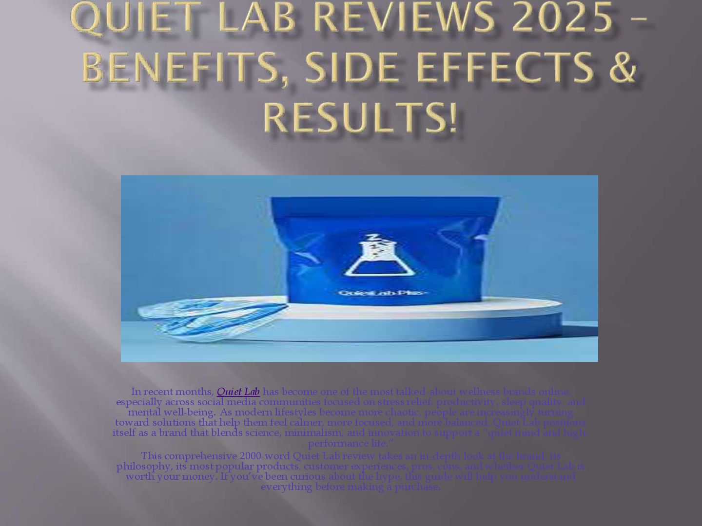 Quiet Lab Deep Review – A Closer Look at the Ear Support Supplement ...