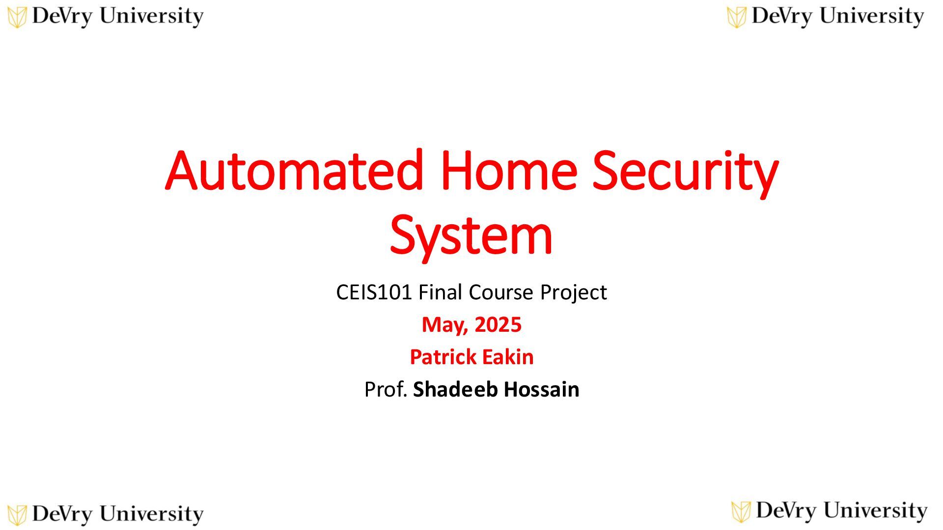 Automated Home Security System - Speaker Deck