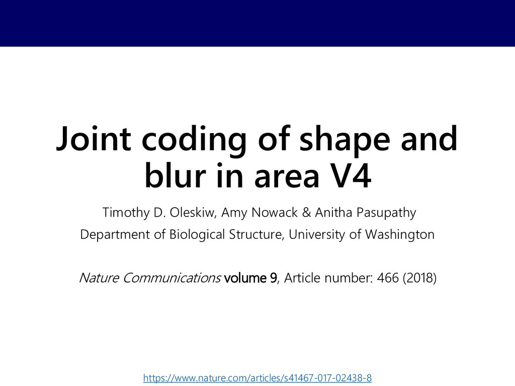 [輪講] Joint coding of shape and blur in area V4 - Speaker Deck