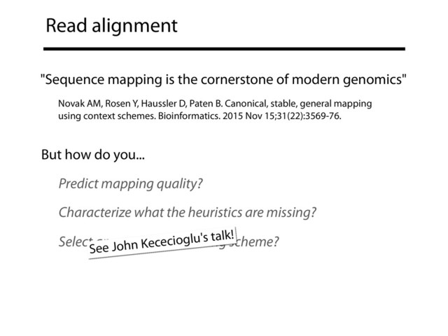 Scoring functions, heuristics, and prior data in read alignment ...