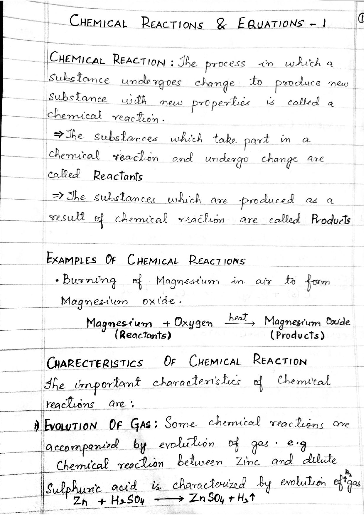 Handwritten Chemistry Notes On Chemical Reactions Introduction ...