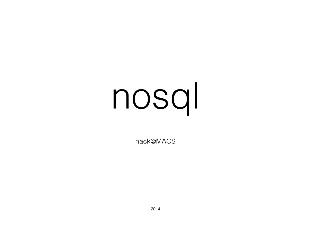 nosql - Speaker Deck