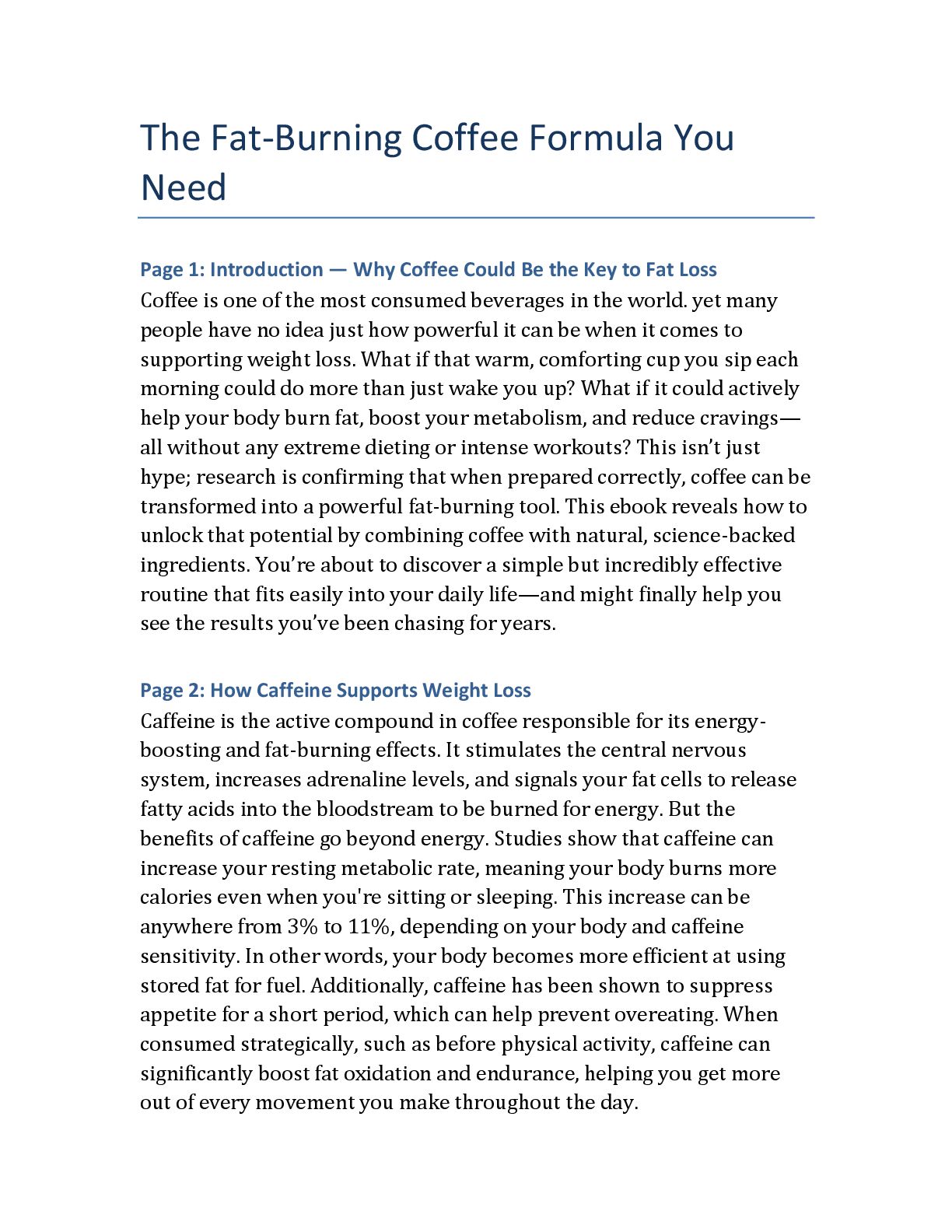 The Fat-Burning Coffee Formula You Need - Speaker Deck