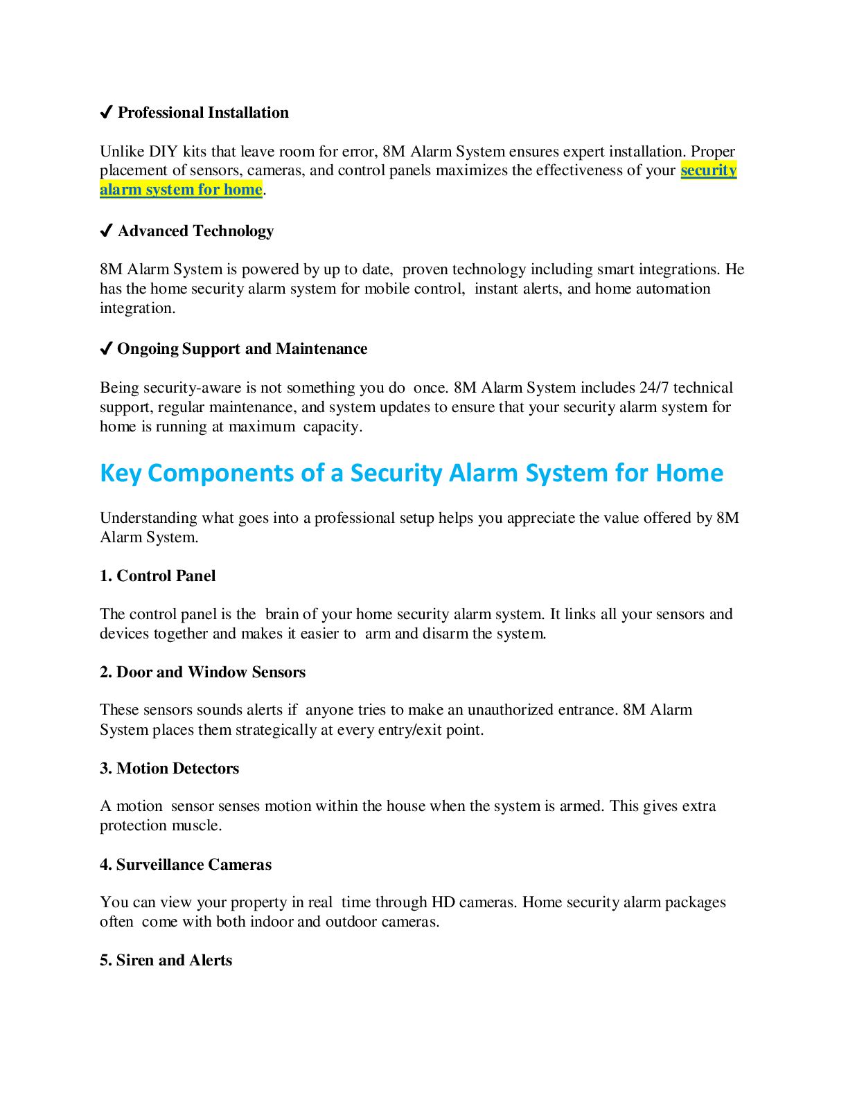 Professional Security Alarm System for Home Setup and Support from 8M ...